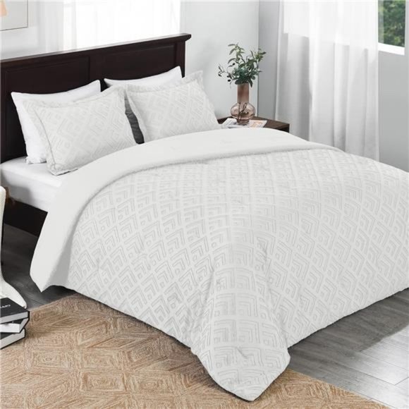 Bedding | Basic Beyond Tufted Queen Comforter Set 3 Pieces Boho White ...